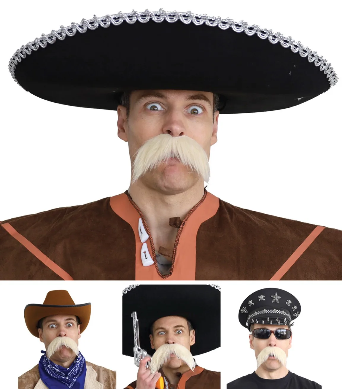 Biker Mustache Blonde Moustache Mens Mexican Handlebar Facial Hair
