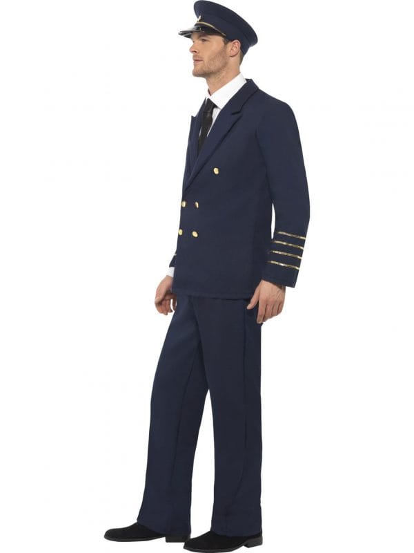 Navy Blue Airline Pilot Captain Costume Uniform Aviator Air Force ...