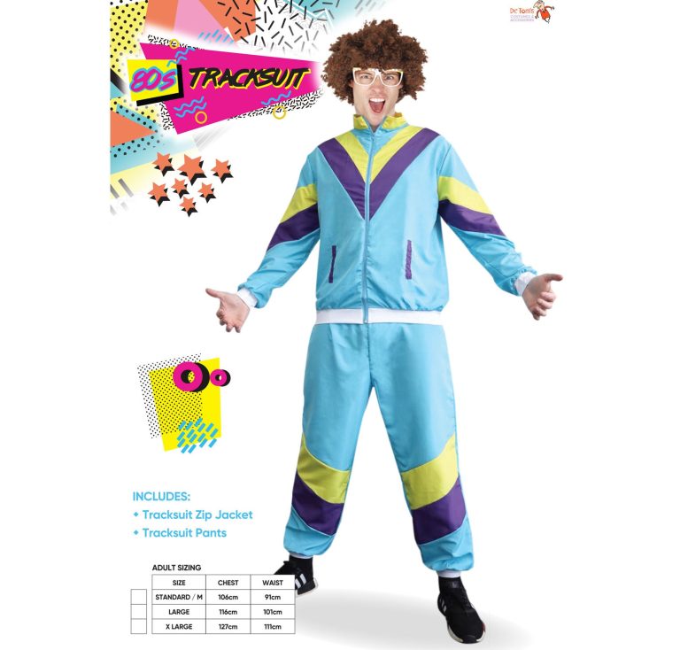Mens 80s Blue Fashion Scouser Tracksuit Shell Suit Costume Fancy Dress ...